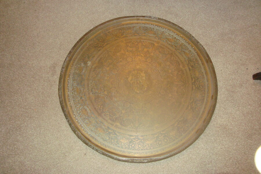 Selection of 4 old solid brass plates. | Dorking Desks
