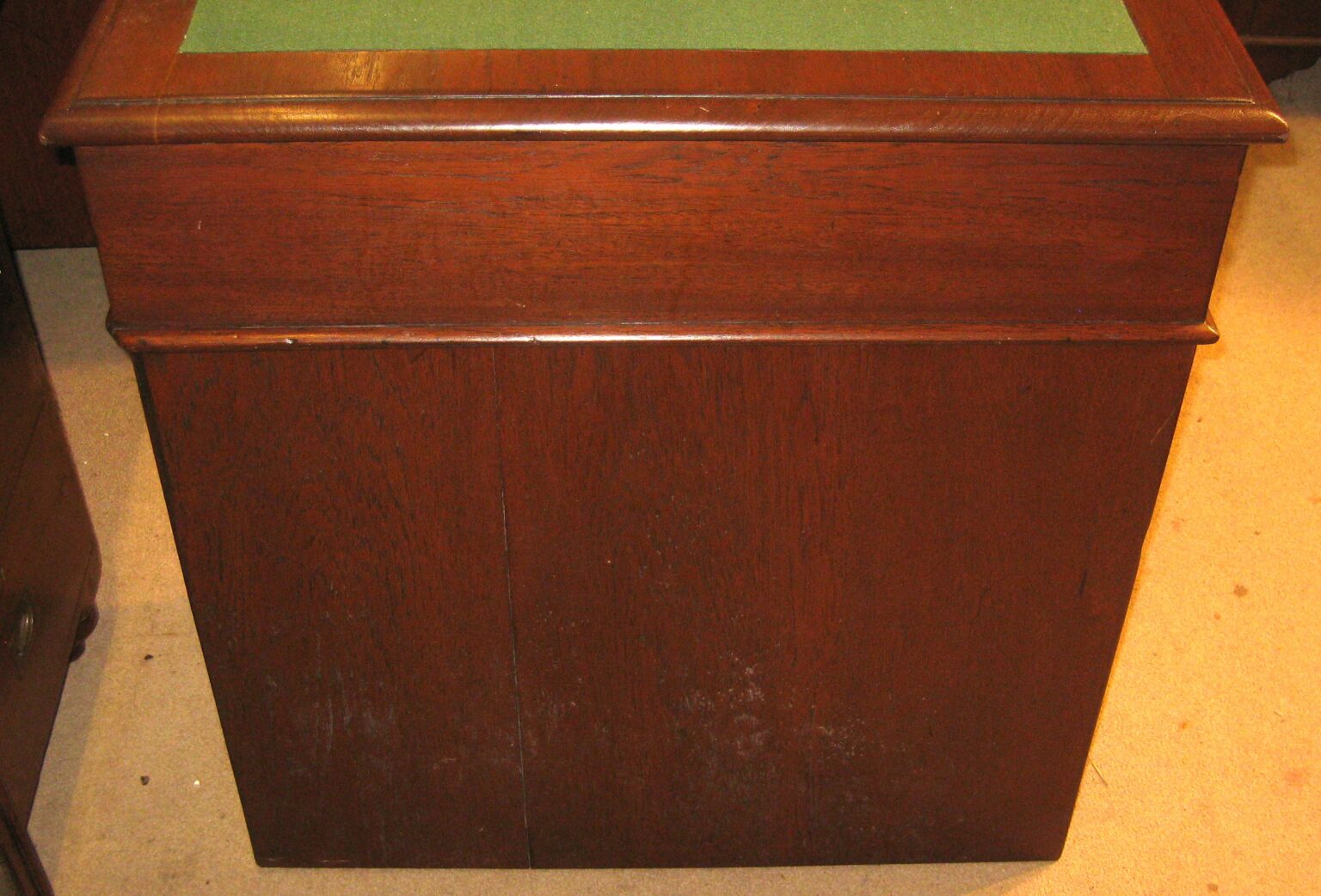 Late Victorian solid teak pedestal campaign desk. | Dorking Desks
